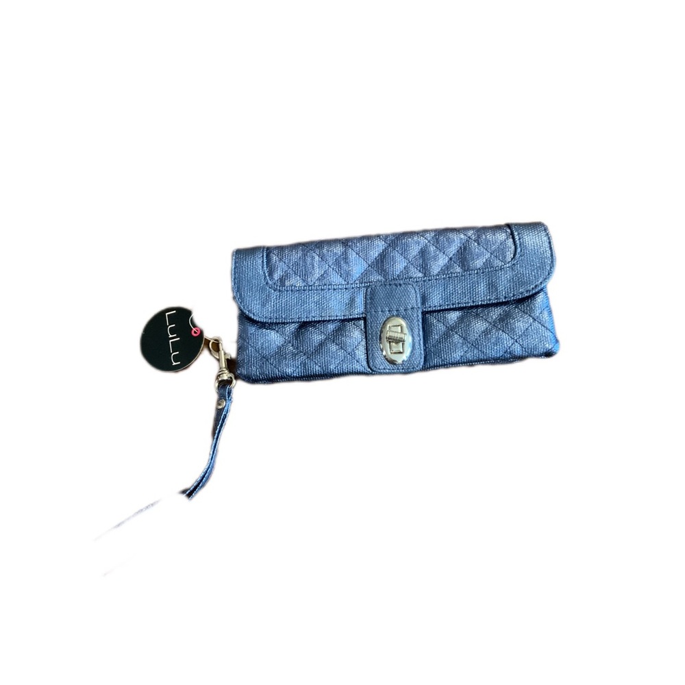 Lulu Blue Shiny Wristlet Multi Compartment - Gem